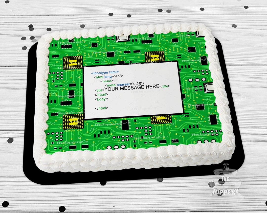 Computer Code Cake Topper - Edible Rectangle, Icing Image Sugar Sheet ...