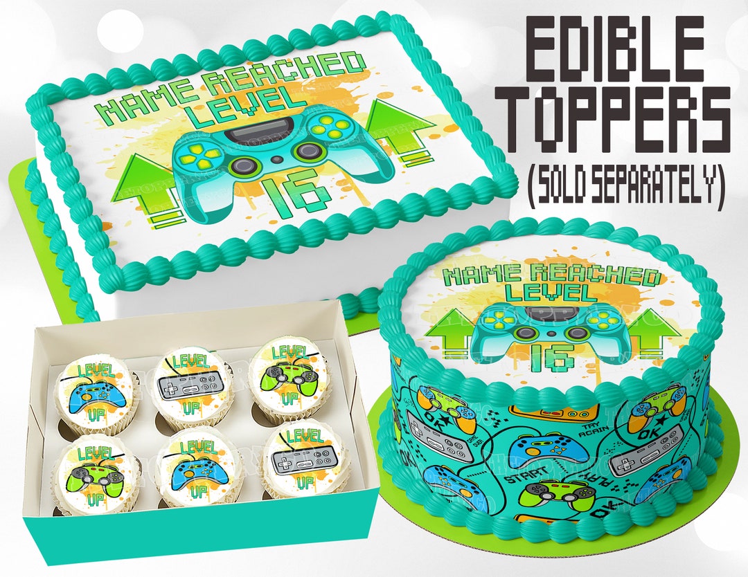 Level up Gamer Edible Toppers Round Rectangle Cake Pop Wraps - Etsy