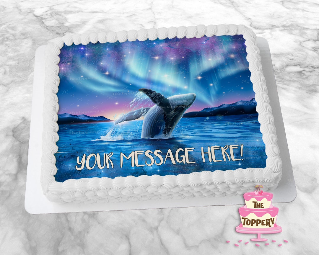 Whale Cake Topper Edible Rectangle, Icing Image Sugar Sheet, Northern ...