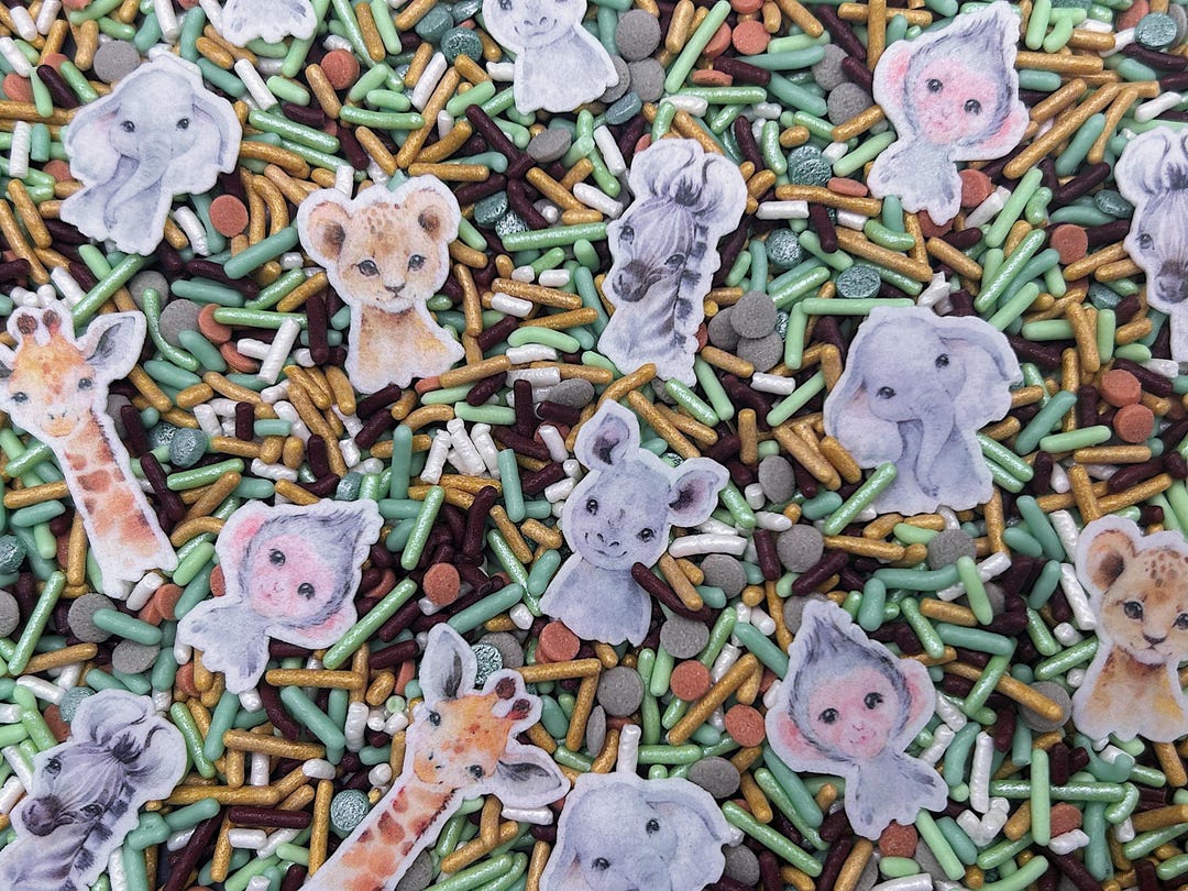 Jungle Babies - Edible Safari Shapes Soft Candy Sprinkle Mix for Cakes ...