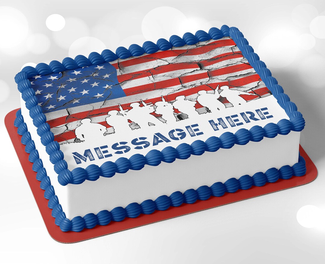 Patriotic Soldiers Cake Topper Edible Rectangle Icing Image - Etsy