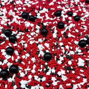 Game Night - Edible Red & Black Candy Shapes Sprinkle Mix for Cakes ...