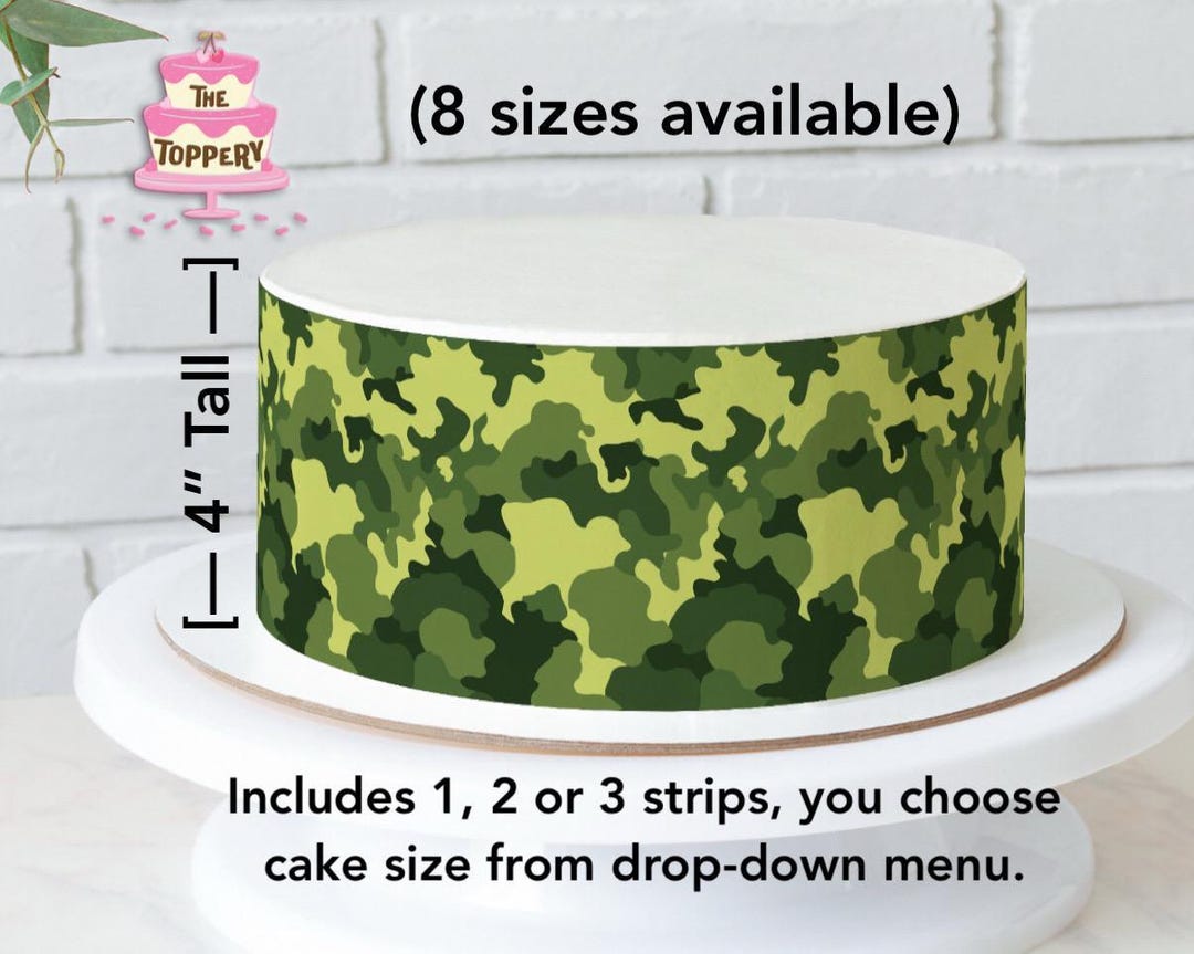 Military Camo Edible Cake Wrap Strips – Icing Image Decoration (4" Tall ...