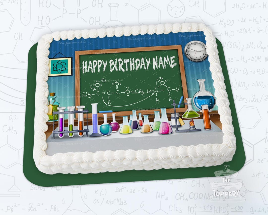 Science Cake Topper - Edible Rectangle Icing Image Sugar Sheet Science ...