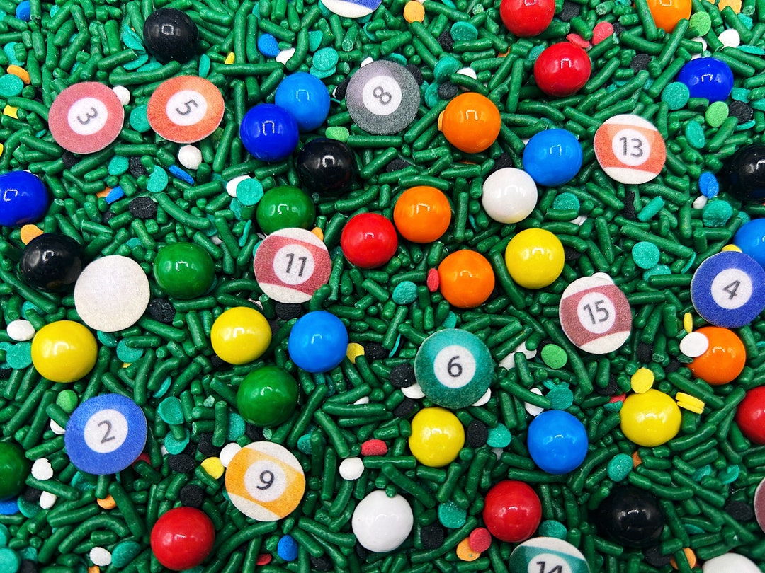 Billiard Balls Candy Sprinkle Mix: Comes W/ Edible Wafer Images for ...