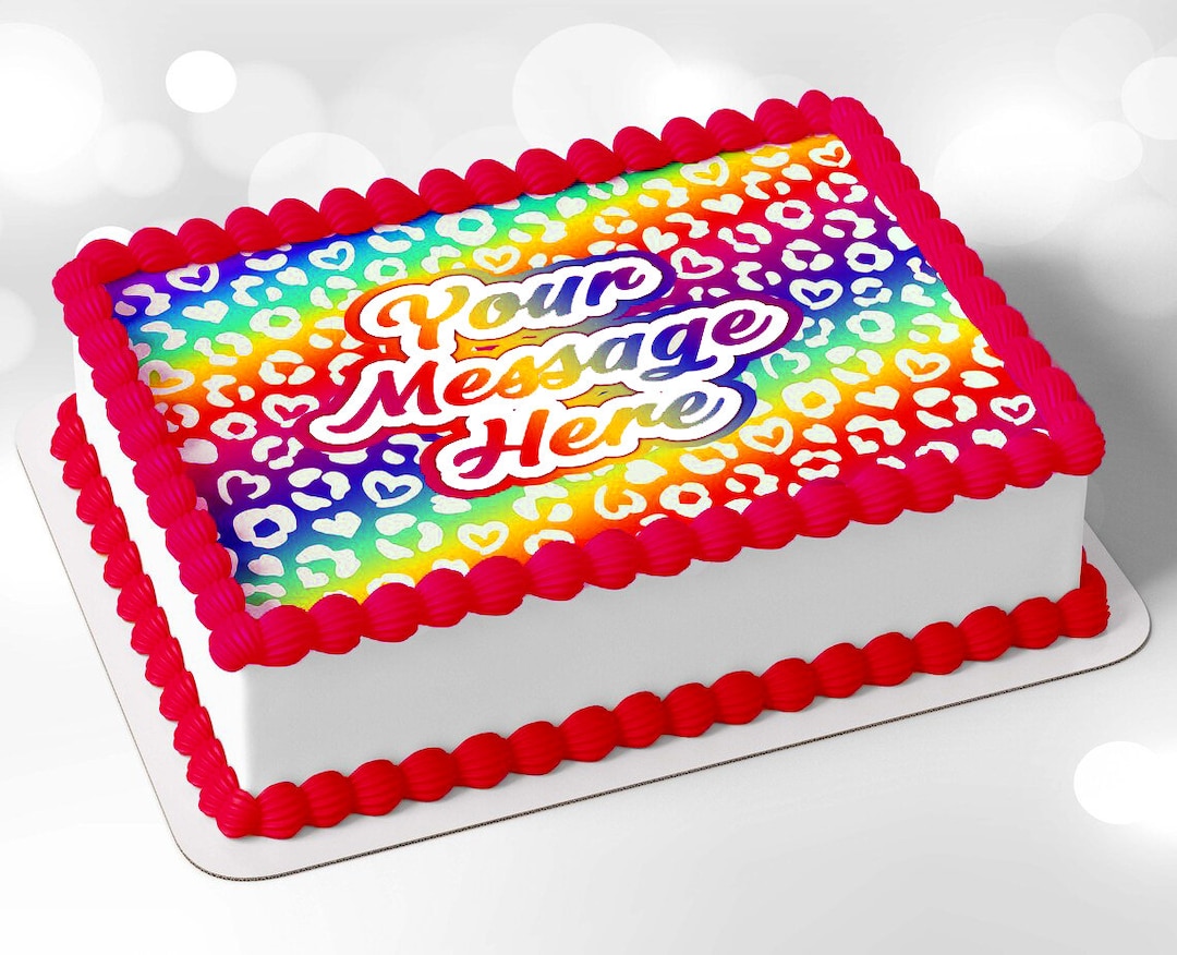 Rainbow Leopard Cake Topper Edible Rectangle Icing Image Sugar Sheet ...