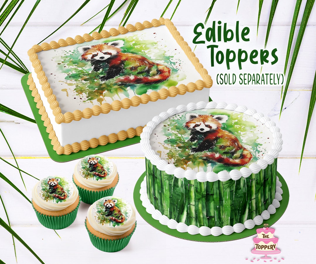 Red Panda - Edible Topper - Round, Rectangle, Cake Wrap, Cookie ...