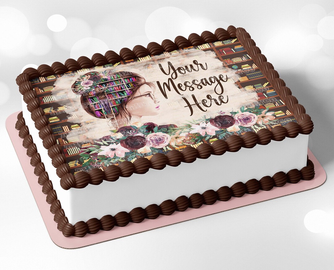 Book Lover Cake Topper Edible Rectangle, Icing Image Sugar Sheet ...