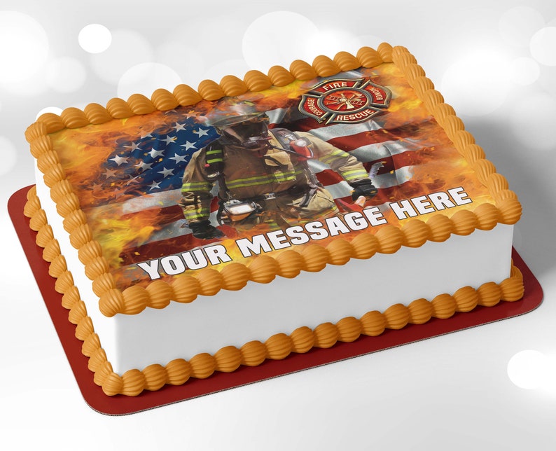 Fire Fighter Fireman Cake Topper Edible Rectangle Icing | Etsy