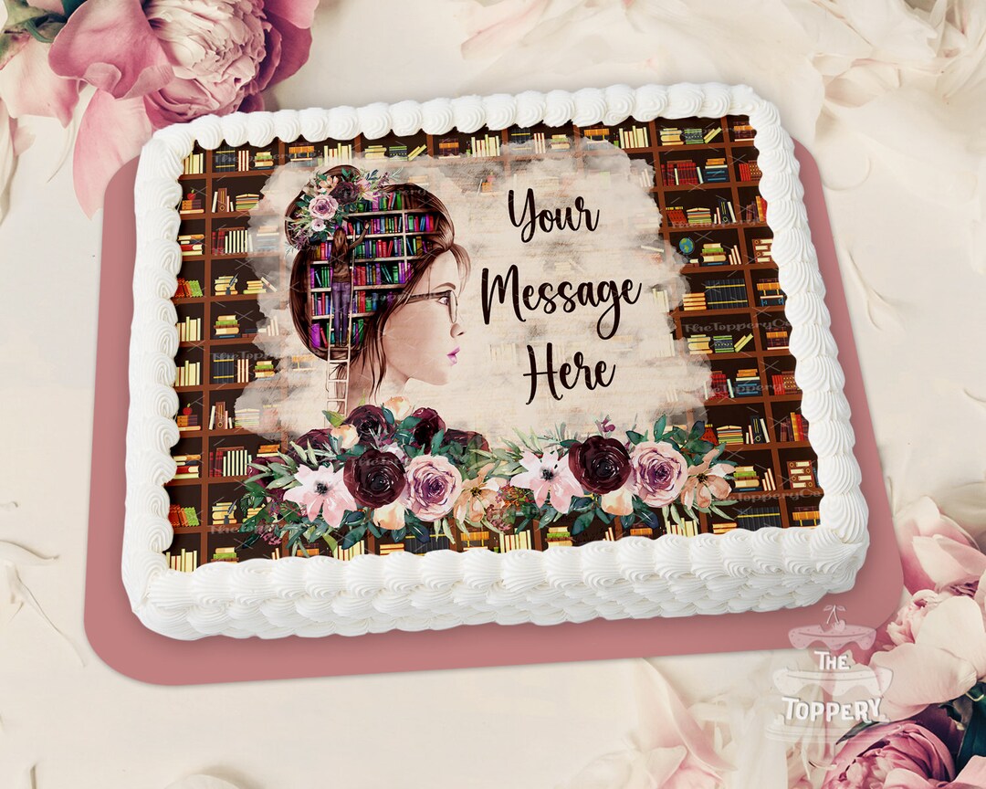 Book Lover Cake Topper Edible Rectangle, Icing Image Sugar Sheet ...
