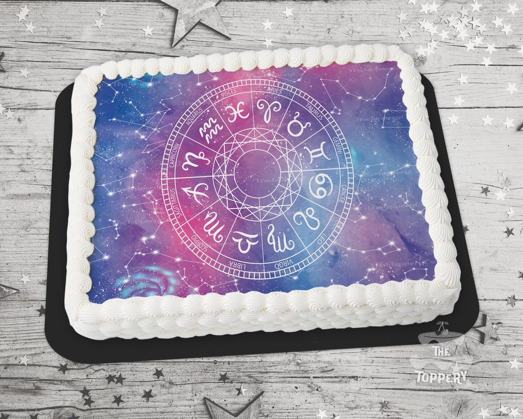Zodiac Topper Edible Rectangle Icing Image Sugar Sheet Horoscope Tarot ...