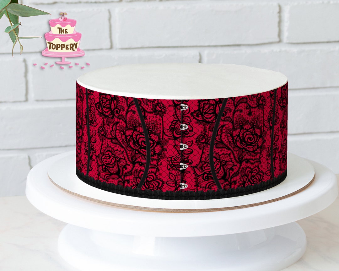 Red Steampunk Corset - Edible Cake Wrap Strips (4" Tall) - Icing Image ...
