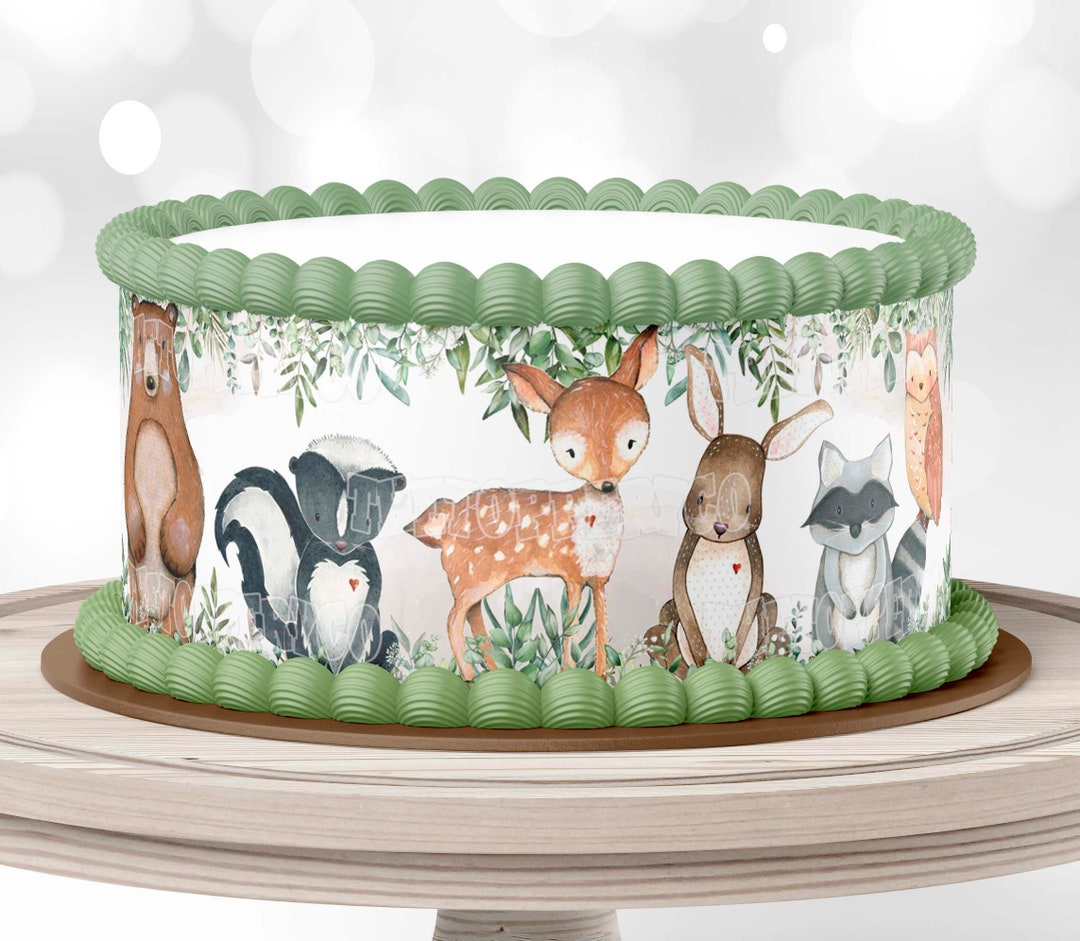 Woodland Animals Edible Round Cake Wrap Strips 4 - Etsy