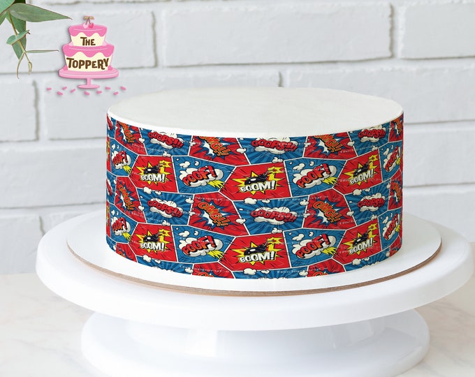 Comic Book - Edible Cake Wrap Strips (4" Tall) - Super Hero Heroes ...