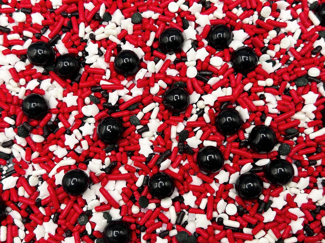 Game Night - Edible Red & Black Candy Shapes Sprinkle Mix for Cakes ...