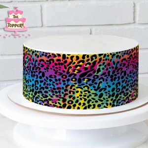 Rainbow Leopard - Edible Cake Wrap Strips (4" Tall) - ICING Image ...