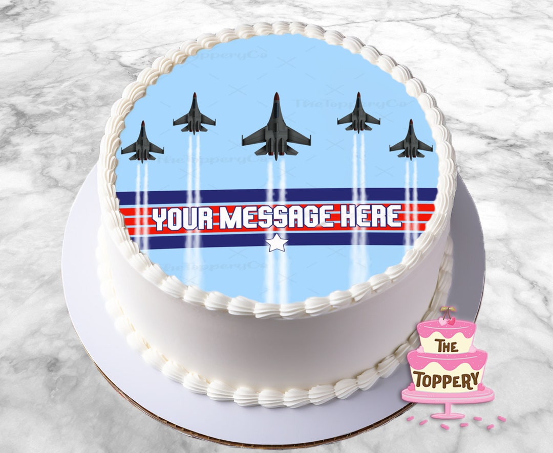 Jet Pilots Cake Topper - Edible Round Icing Image Sugar Sheet Aviator ...