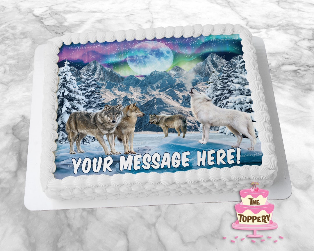 Wolves Cake Topper Edible Rectangle, Icing Image Sugar Sheet, Birthday, Baby, Wedding, Cake ...