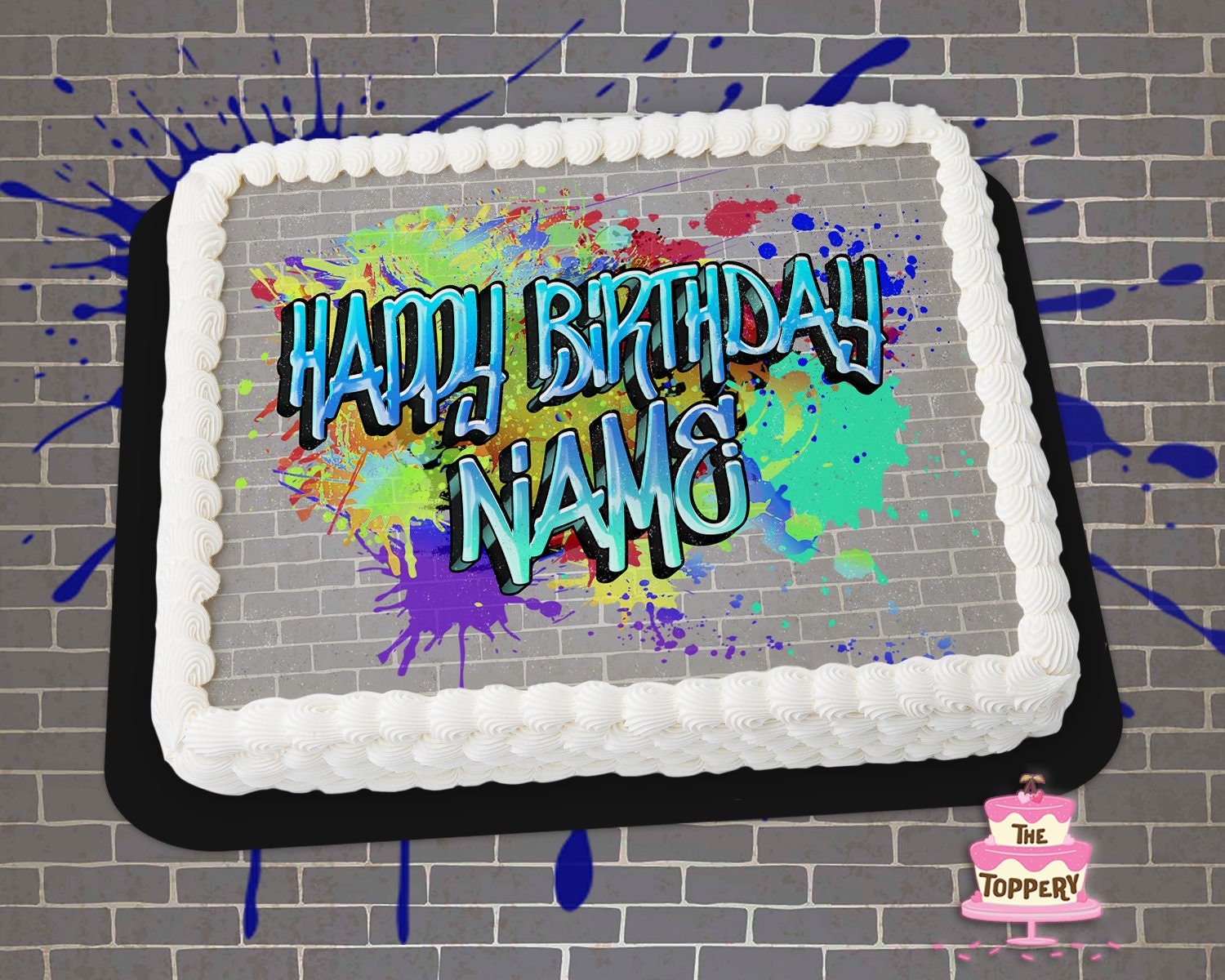 Graffiti Hip Hop Birthday Cake Topper – Custom Name Edible Icing Image ...