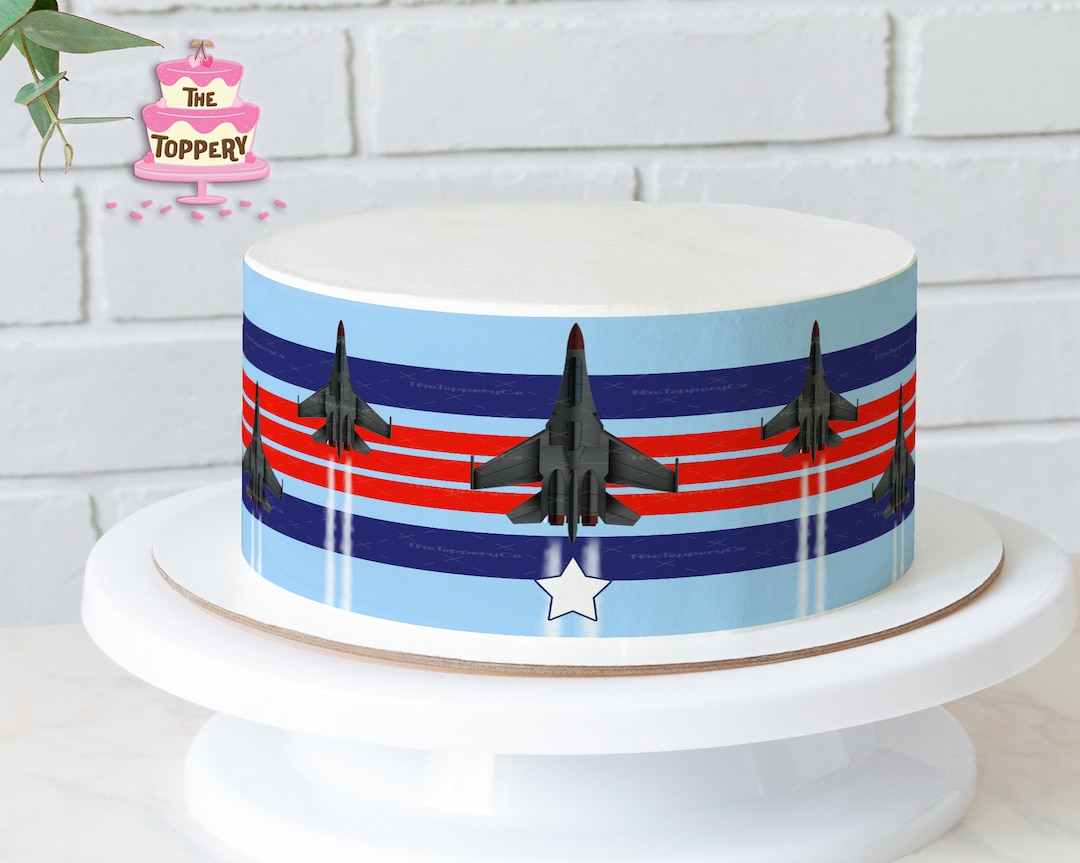 Jet Pilots - Edible Cake Wrap Strips (4” Tall) - Aviator Fighter Flight ...