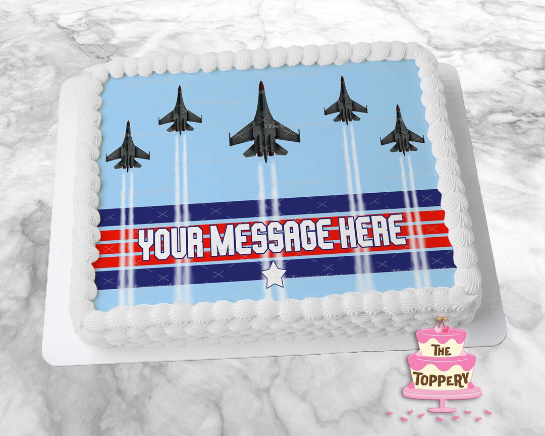 Aviator Fighter Pilots Cake Topper Edible Rectangle, Icing Image Sugar ...
