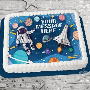 Astronaut Cake Topper - Edible Rectangle, Icing Image Sugar Sheet ...