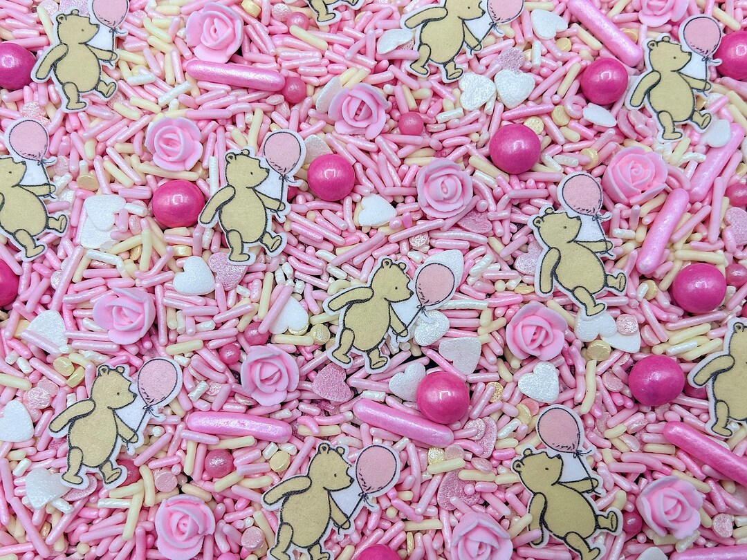 Winnie the Pooh (pink) Candy Sprinkle Mix: Comes W/ Edible Wafer Images ...