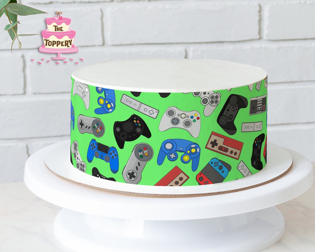 Video Game Controllers Edible Cake Wrap Strips 4 Tall Icing Image ...