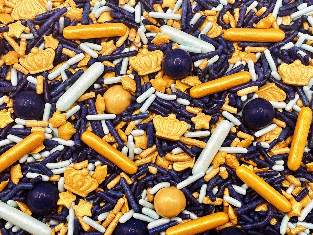 Little Prince Edible Candy Shapes Navy Gold Sprinkle Mix for Cakes ...