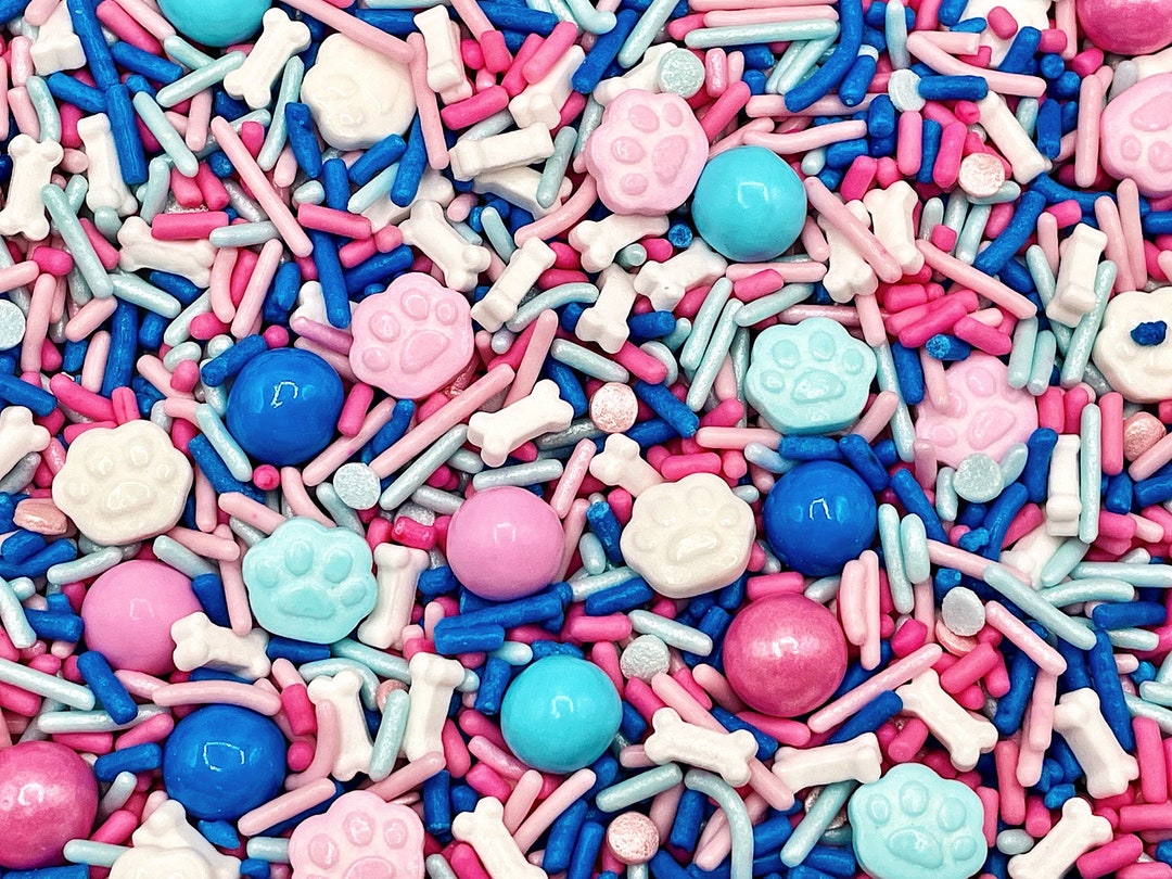 Puppy Paws Gender Reveal - Edible Candy Shapes Sprinkle Mix for Cakes ...