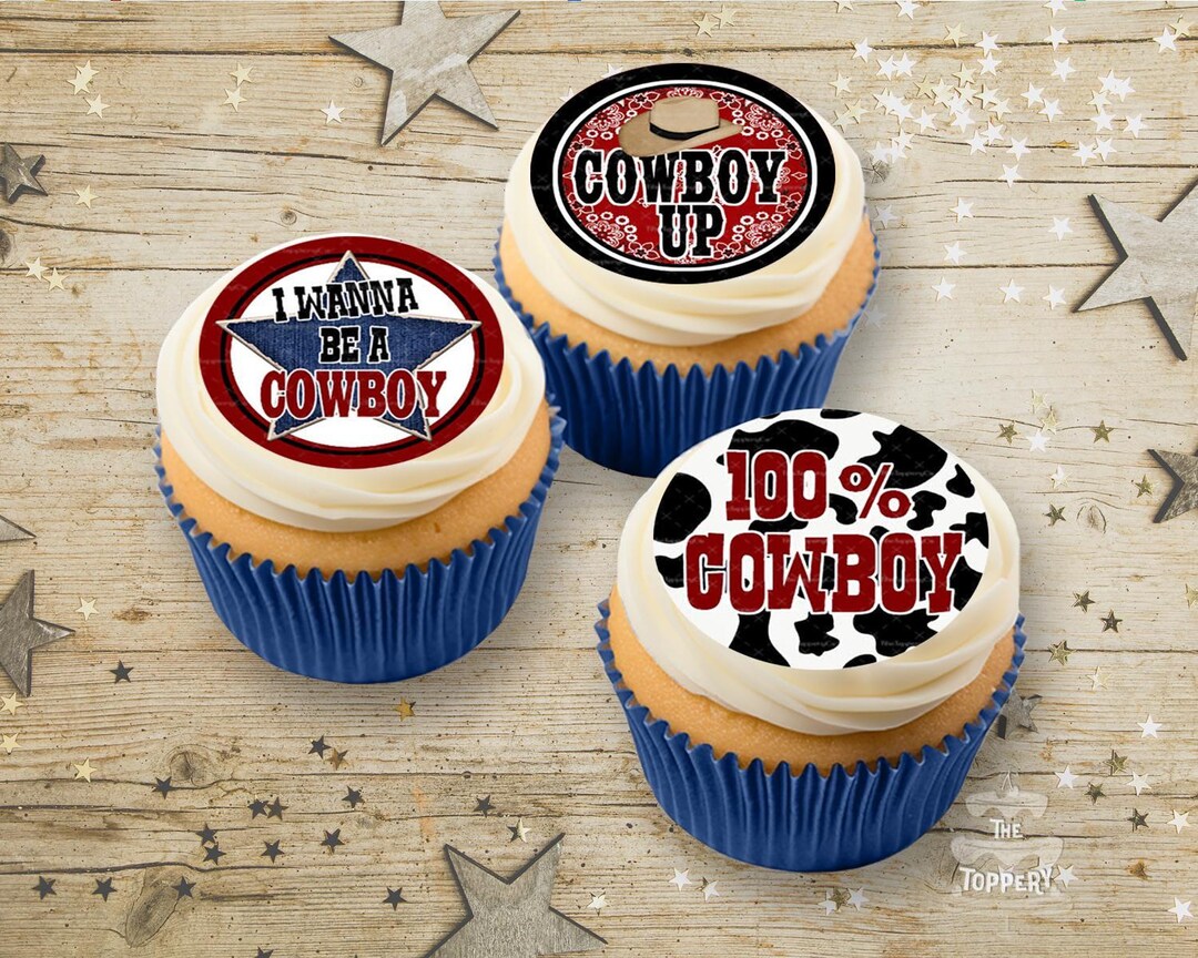 Western Cowboy - Precut Edible Dessert Toppers: Rodeo Birthday Party ...