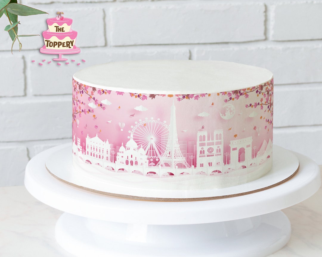 Paris Skyline - Edible Round Cake Wrap Strip (4" Tall) - ICING Image ...