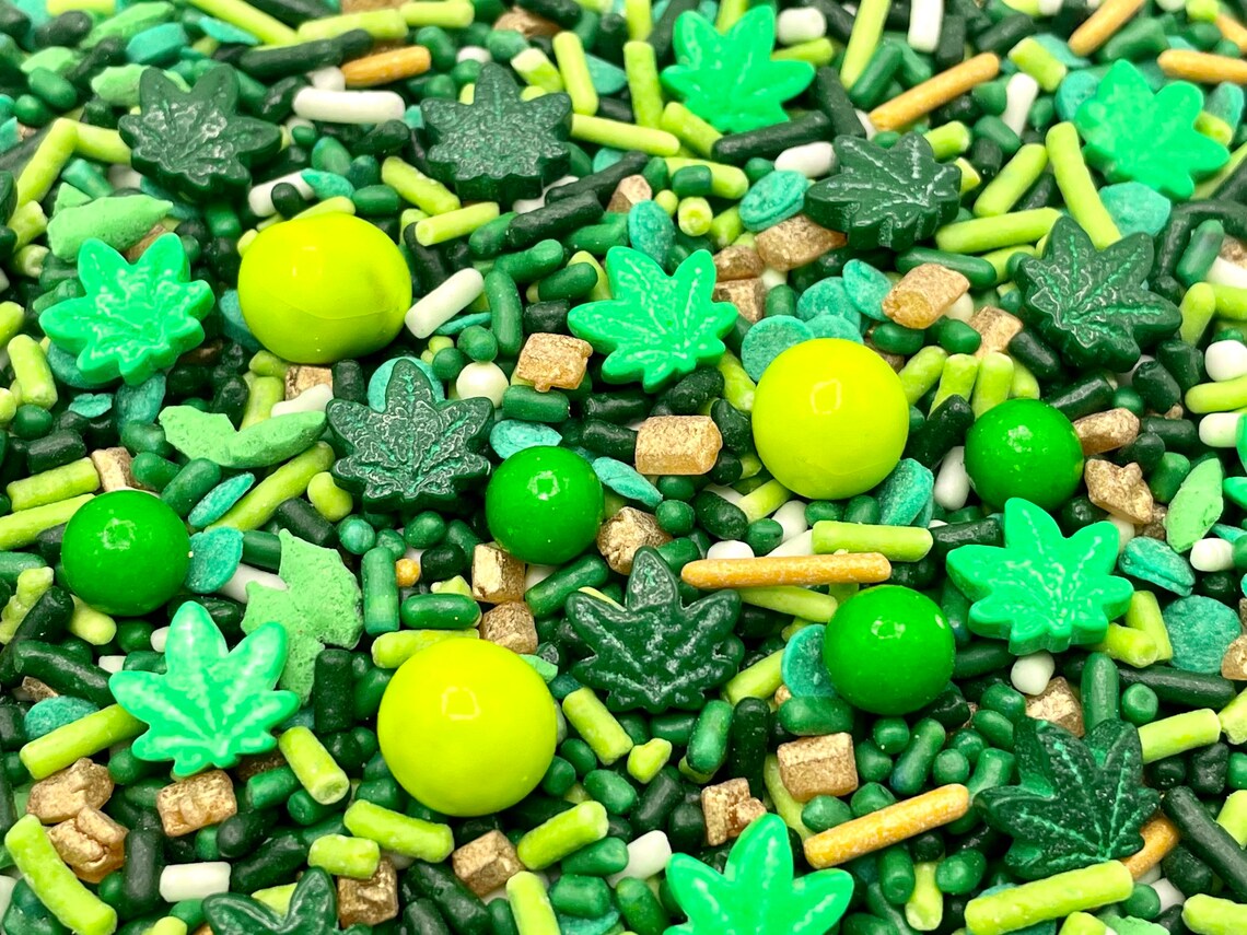 High Maintenance Edible Green Leaf Candy Sprinkle Mix for - Etsy
