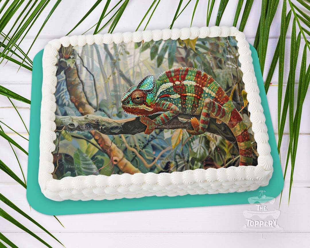 Chameleon Cake Topper - Edible Rectangle, Icing Image Sugar Sheet ...