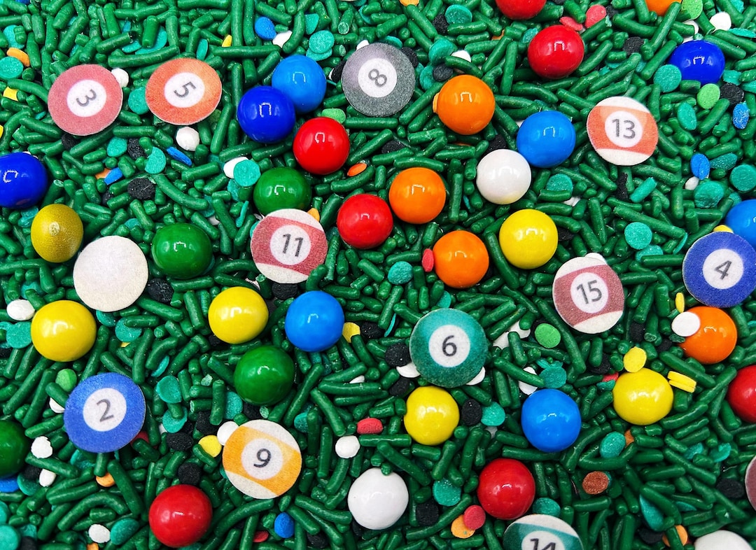 Billiard Balls Candy Sprinkle Mix: W/ Edible Wafer Images for Cakes ...