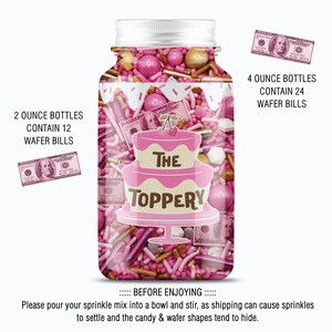 Pink Bling - Edible Candy Shapes Money Sprinkle Mix (w/ Wafer Bills ...
