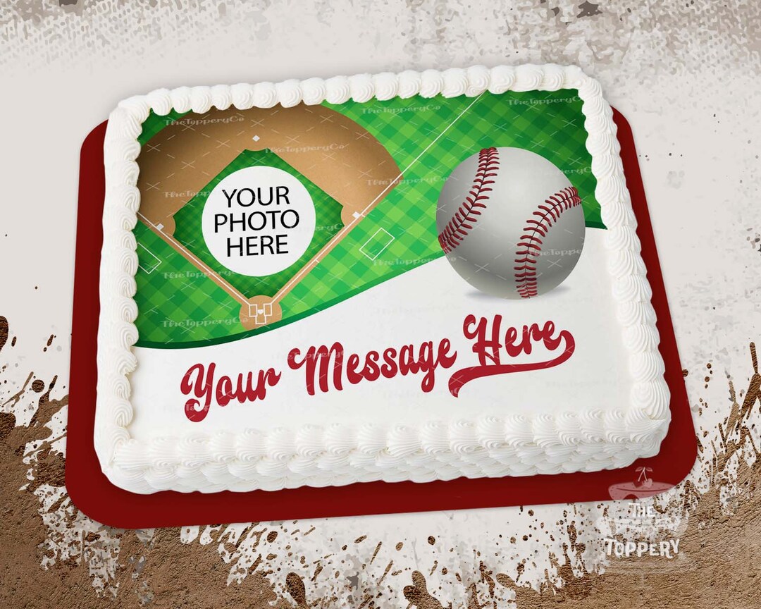 Baseball Cake Topper - Edible Rectangle, Icing Image, ADD A PHOTO ...