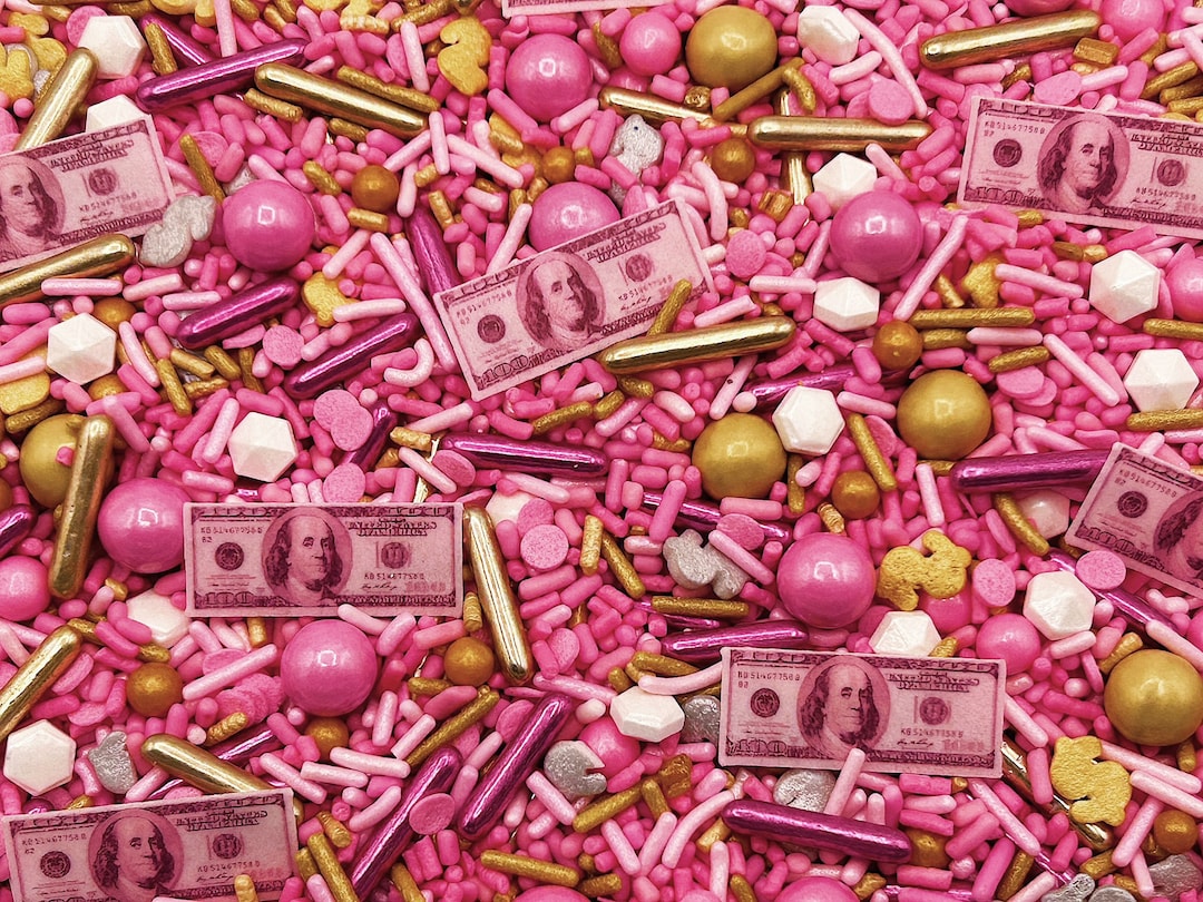 Pink Bling - Edible Candy Shapes Money Sprinkle Mix (w/ Wafer Bills ...