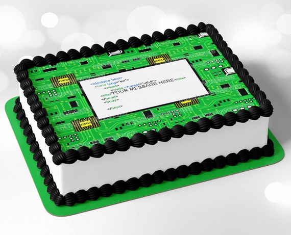 Computer Code Cake Topper Edible Rectangle Icing Image - Etsy