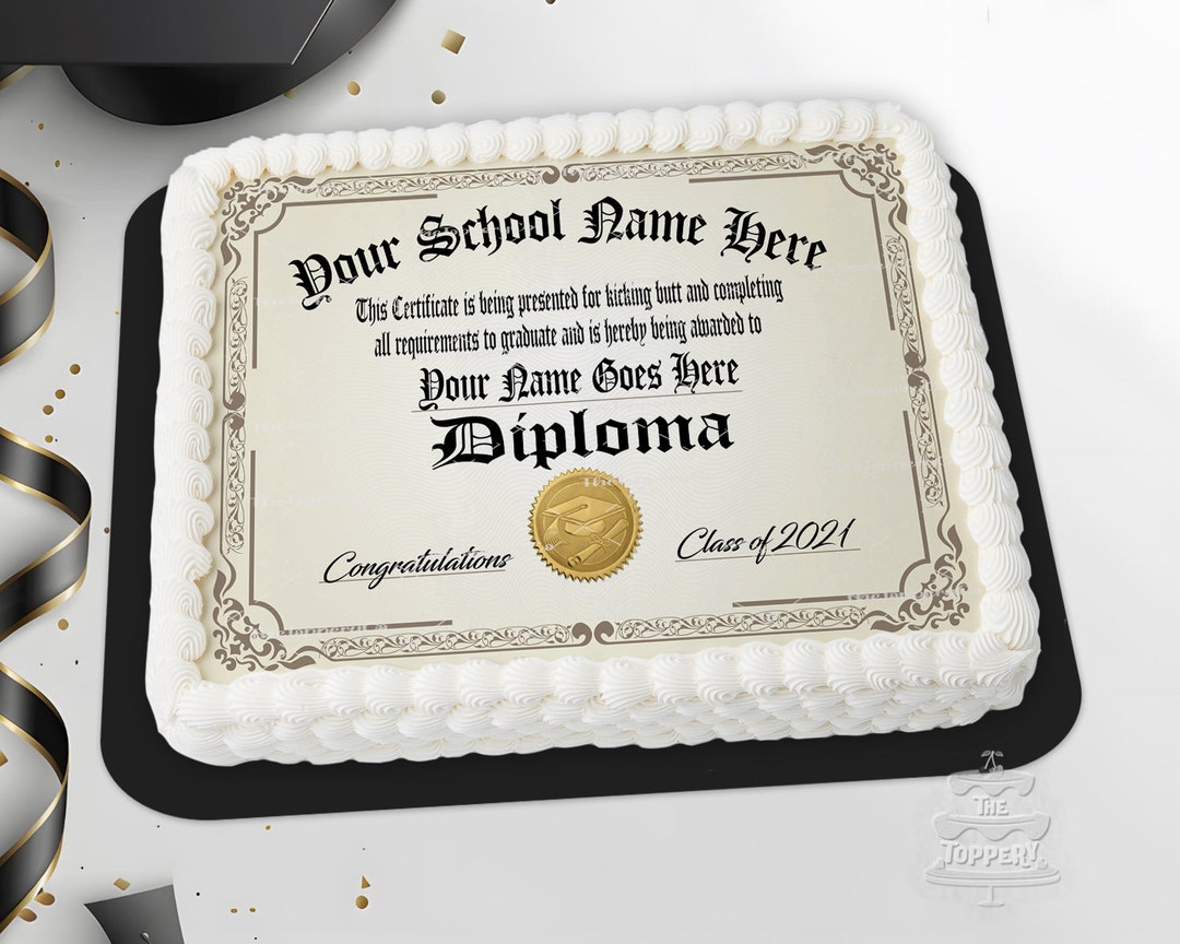 Diploma Cake Topper - Edible Rectangle, Frosting Image, Graduation 2024 ...