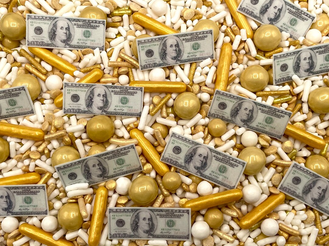Gold Digger Candy Sprinkle Mix: Comes W/ Edible Wafer Bills for Frosted ...