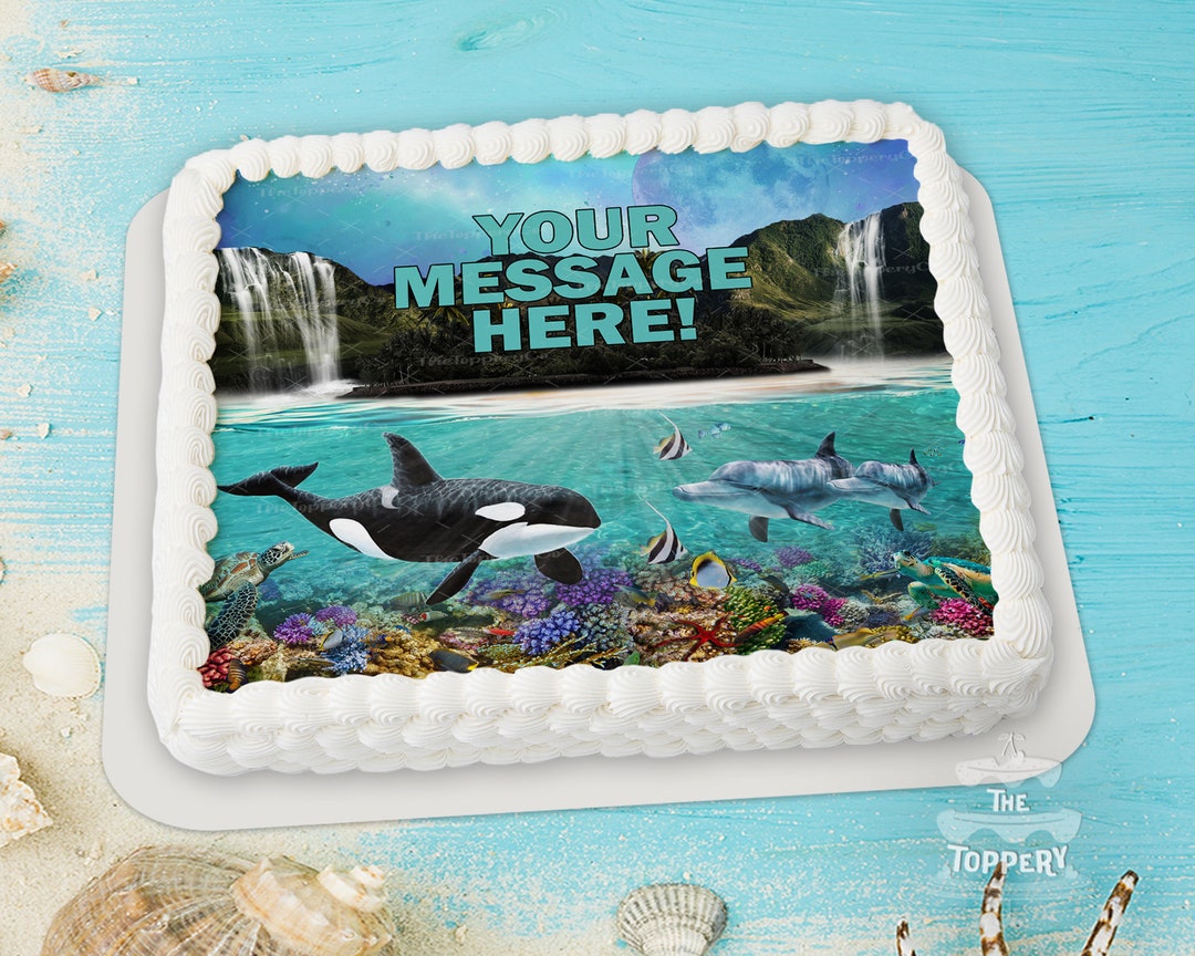 Whale & Dolphin Edible Cake Topper: Ocean Icing Image - Etsy
