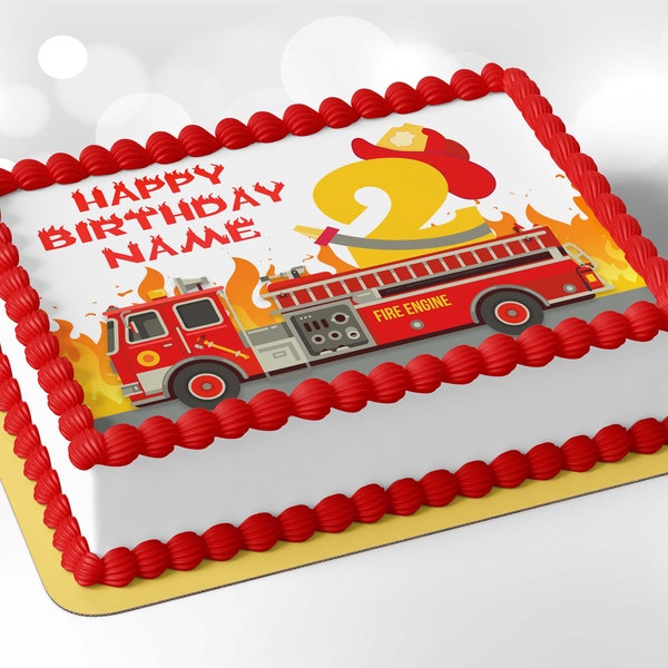 Personalized Fire Truck Cake Topper - Etsy