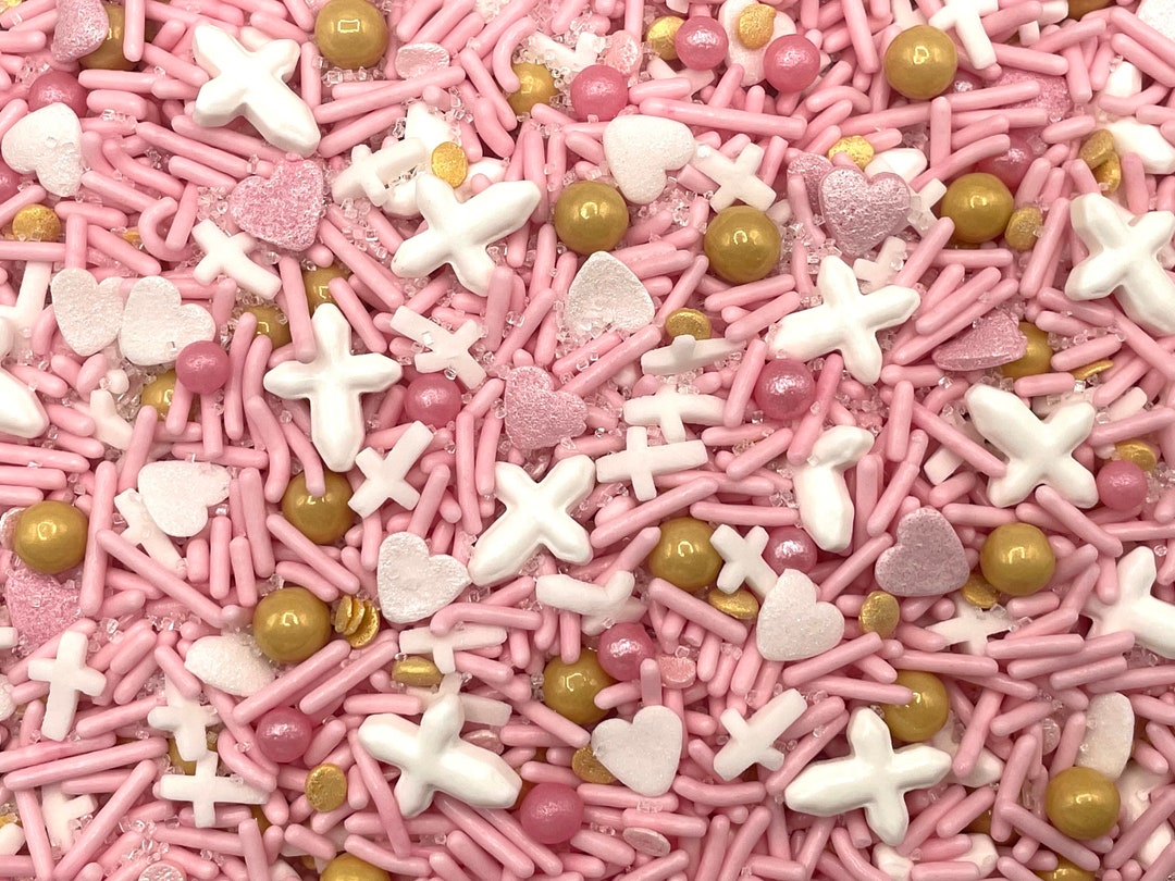 Pink Holy Cross - Edible Candy Baptism Communion Sprinkle Mix for Cakes ...