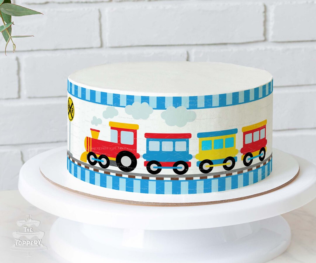 Train - Edible Cake Wrap Strips (4” Tall) - Conductor Locomotive Engine ...