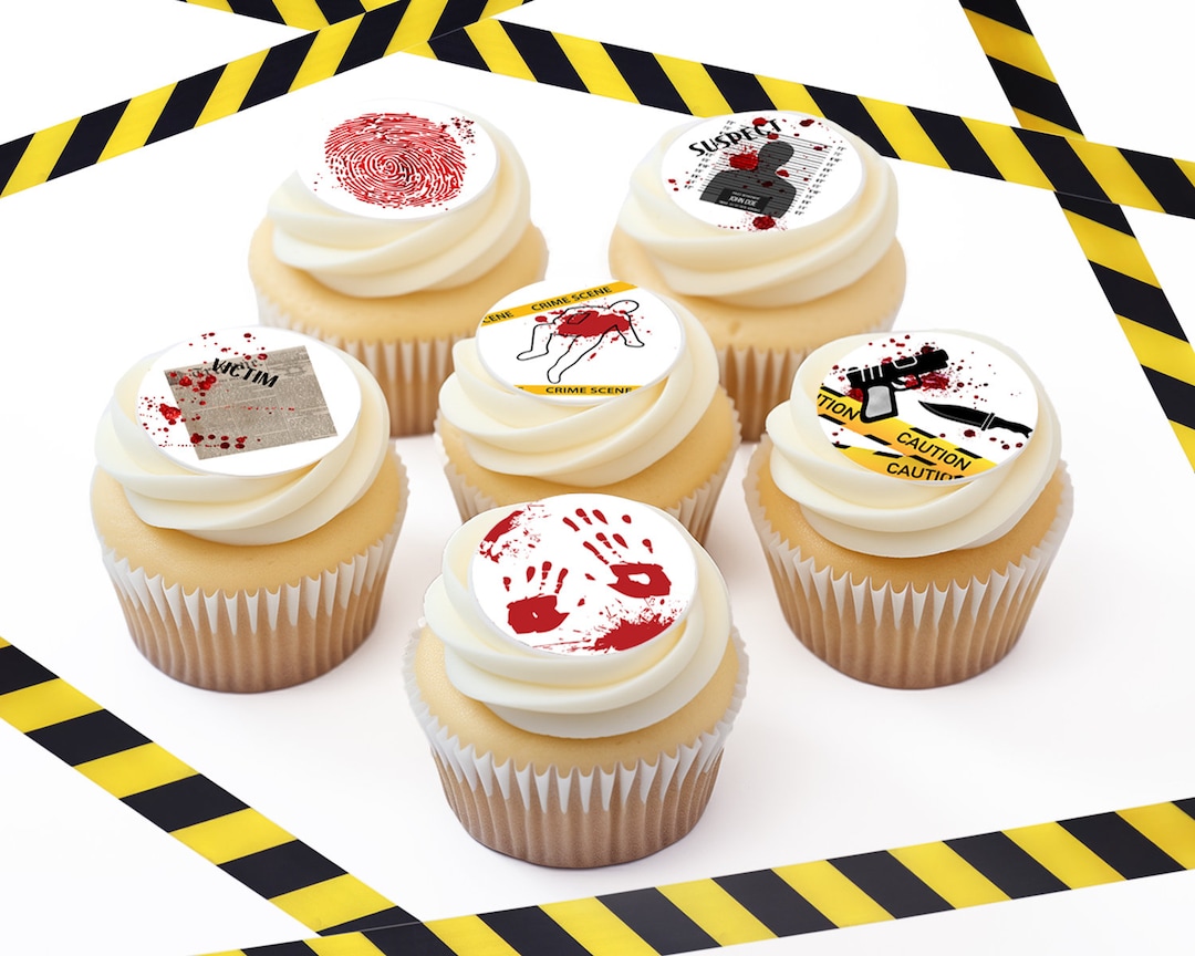 Crime Scene Edible ICING Toppers, Precut, Cupcake, Cookie, Cake, Murder ...