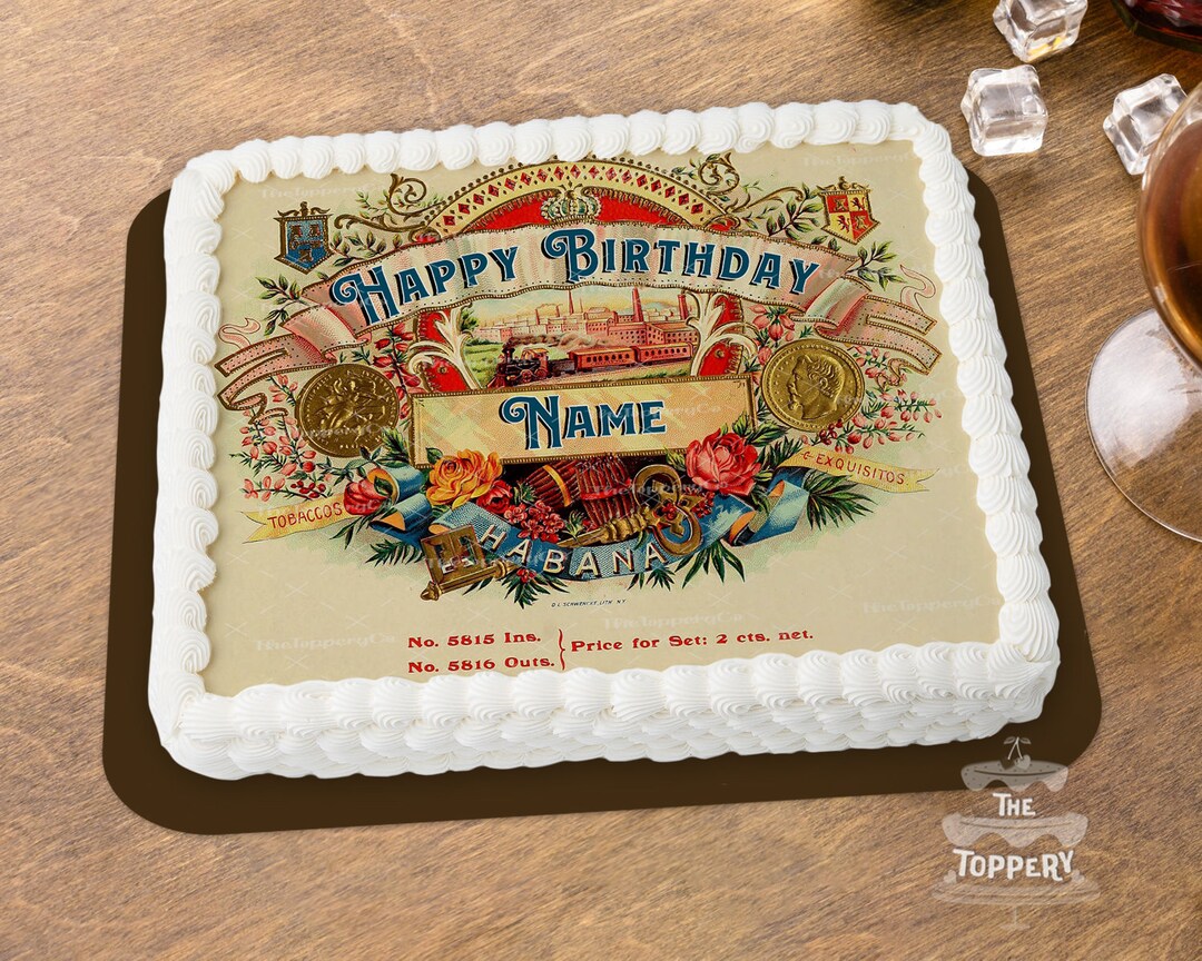 Cigar Box Cake Topper - Edible Rectangle, Icing Image Sugar Sheet ...