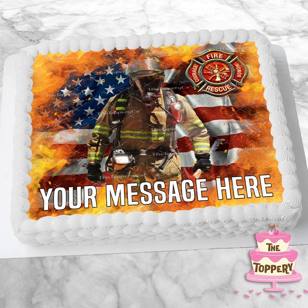 Firefighter Image Cake Topper - Etsy