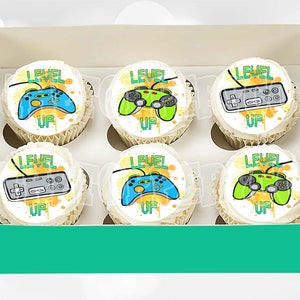 Level up Gamer Edible Toppers Round Rectangle Cake Pop Wraps - Etsy