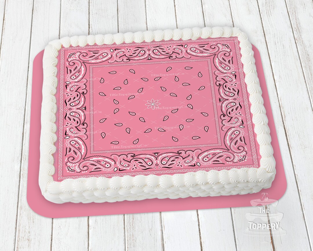 Pink Bandana Cake Topper - Edible Rectangle Icing Image Sugar Sheet ...